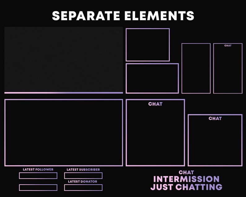 Twitch Overlay Pack | Animated Pink Purple Gradient Package | Minimal ...