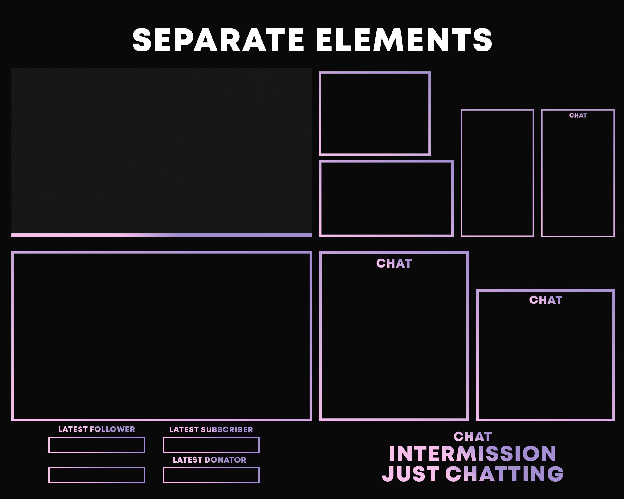 Twitch Overlay Pack Animated Pink Purple Gradient Package Minimal ...