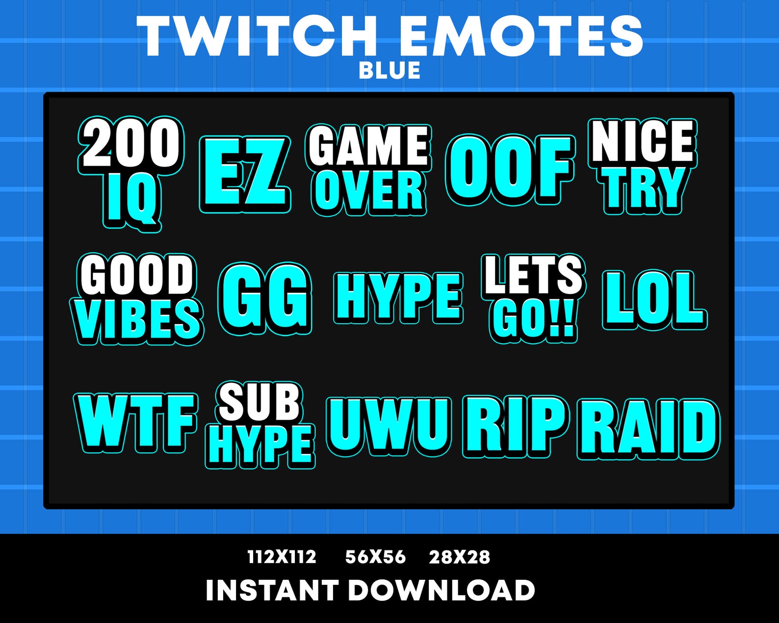15x Blue Text Emotes | Twitch Text Emotes | Twitch Emote Pack | Discord ...