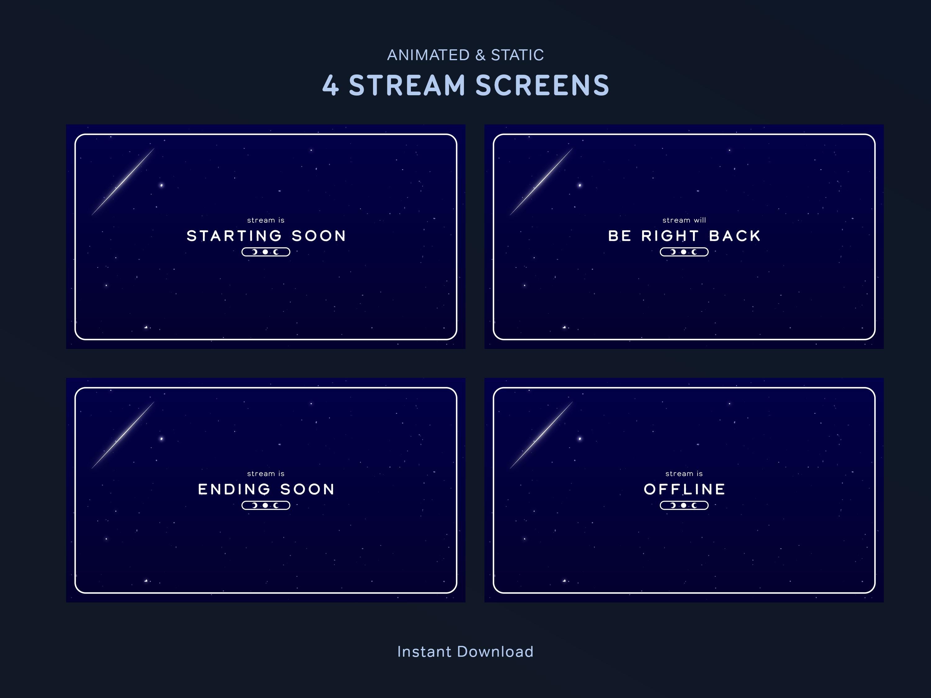 Dark Blue Celestial Stream Overlay Package | Animated Twitch Overlays ...