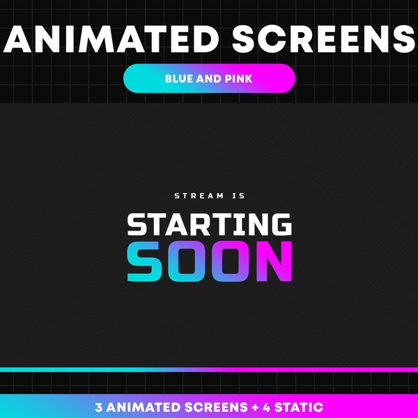 Twitch Stream Screens Animated Neon Pink Screens Twitch Overlay Screens Stream Starting Soon ...
