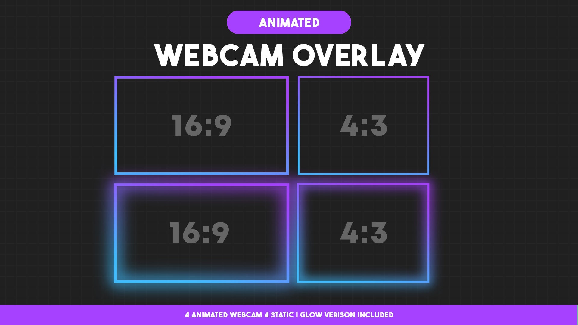 Animated Blue Purple Gradient Webcam Border, Twitch Webcam Overlays ...