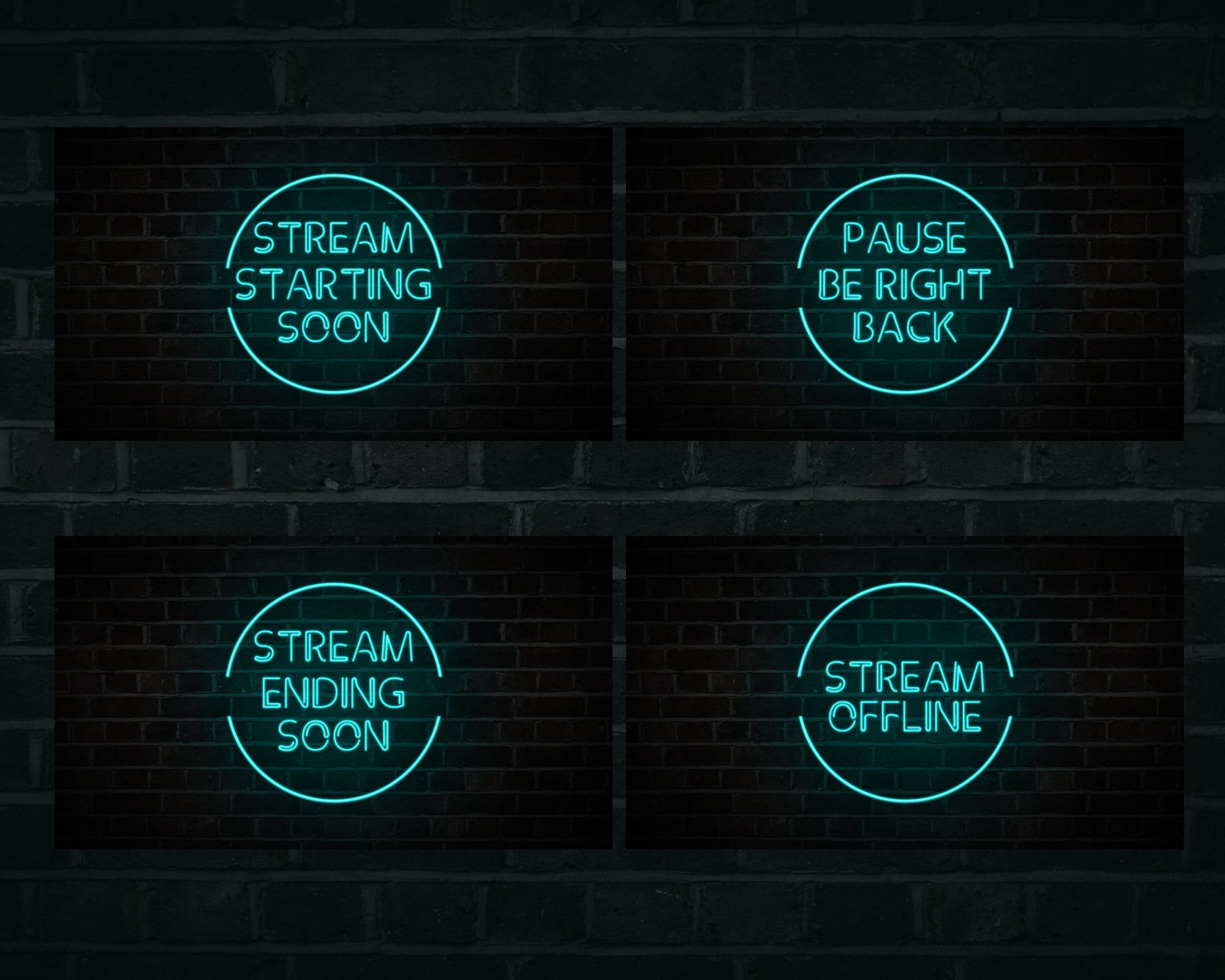 Stream Overlay Pack Neon Cyan - Animated Twitch Overlays Package - Etsy