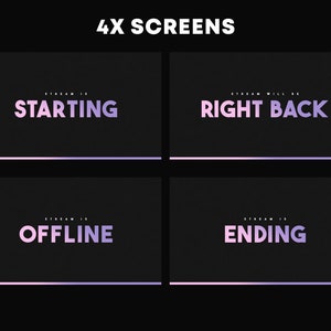 Twitch Overlay Pack | Animated Pink Purple Gradient Package | Minimal Stream Overlays Pack - Etsy