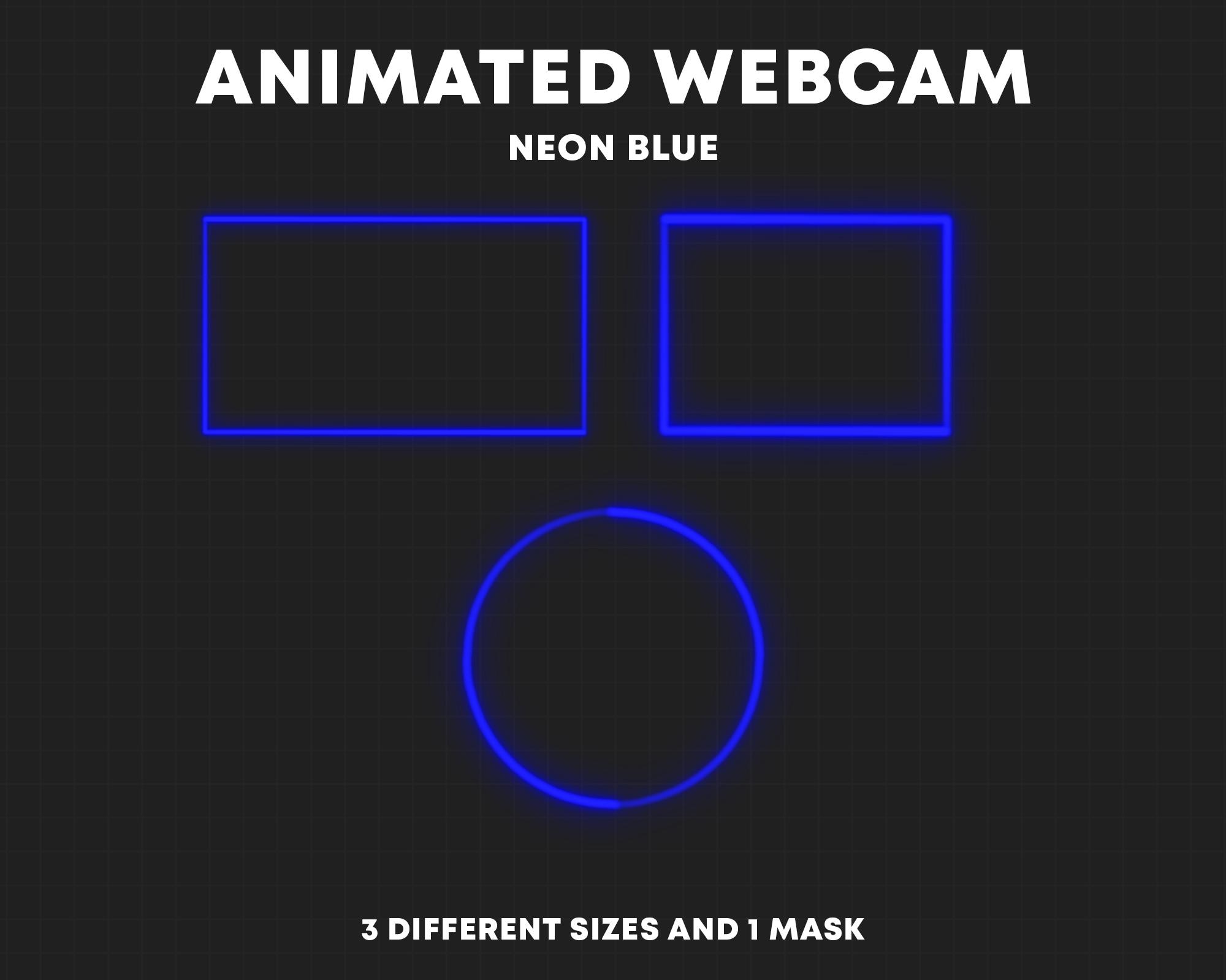 ANIMATED Blue Neon Webcam Border Twitch Webcam Overlays Stream Camera ...
