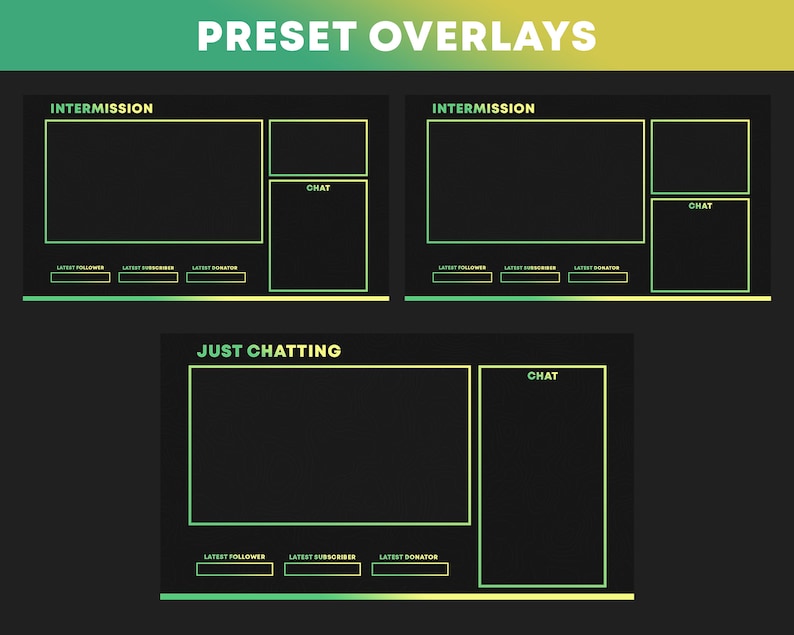 ANIMATED Twitch Overlay Pack | Green Yellow Gradient Package | Stream ...