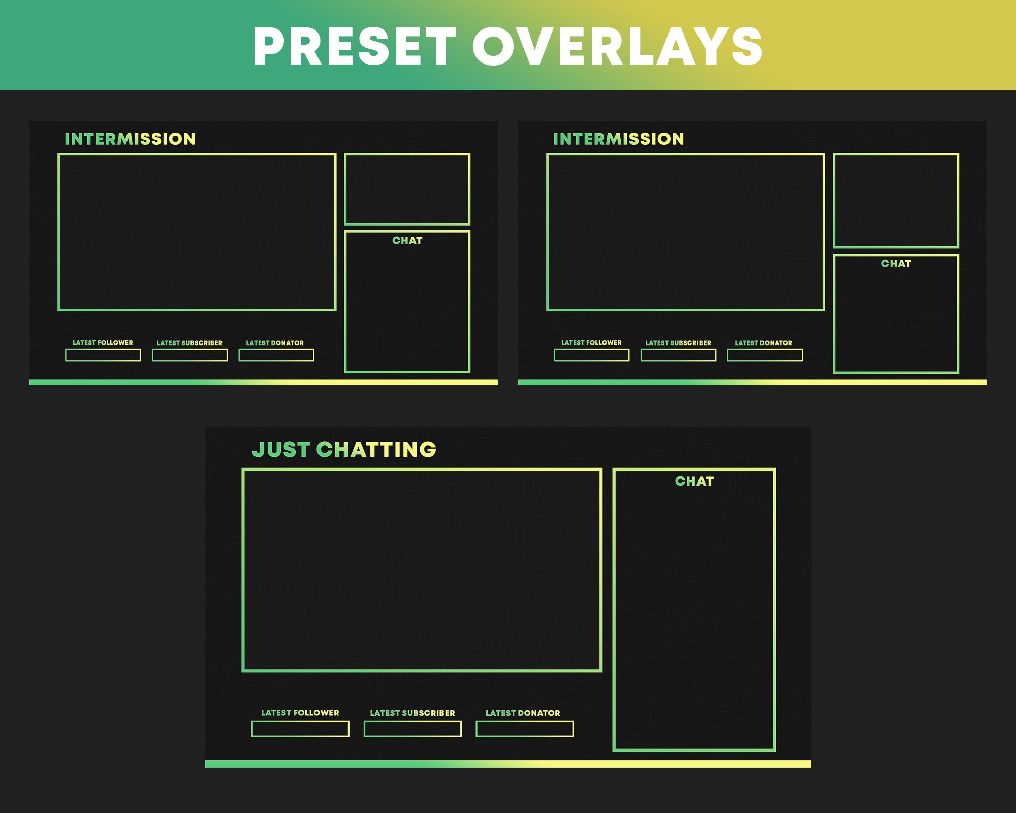 ANIMATED Twitch Overlay Pack | Green Yellow Gradient Package | Stream ...