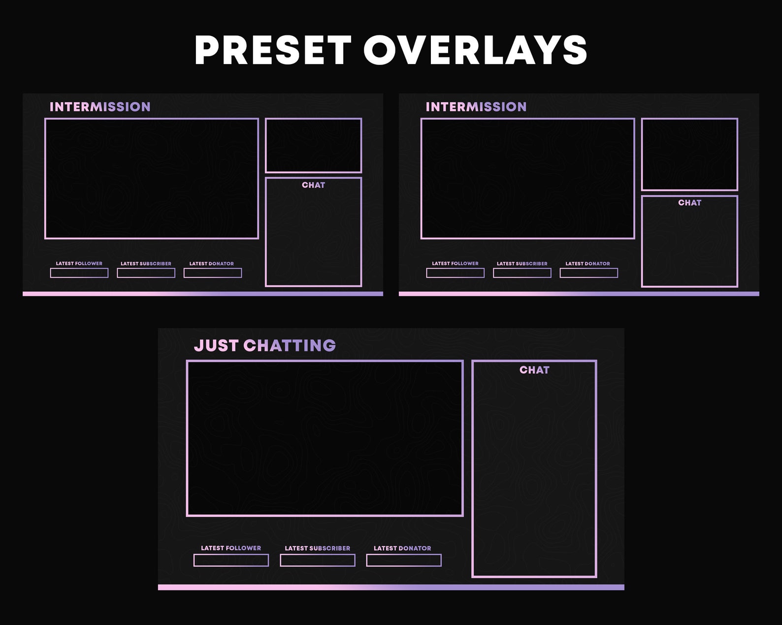 Twitch Overlay Pack | Animated Pink Purple Gradient Package | Minimal ...