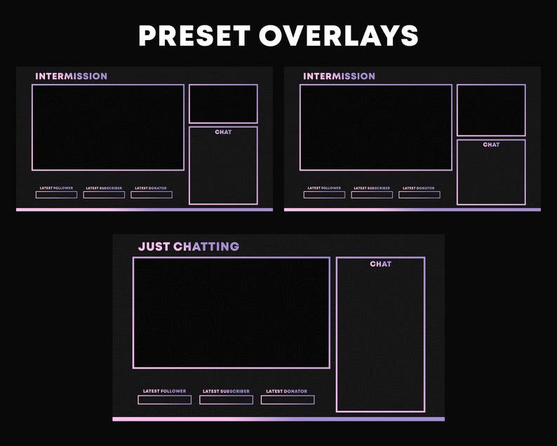 Twitch Overlay Pack | Animated Pink Purple Gradient Package | Minimal Stream Overlays Pack - Etsy