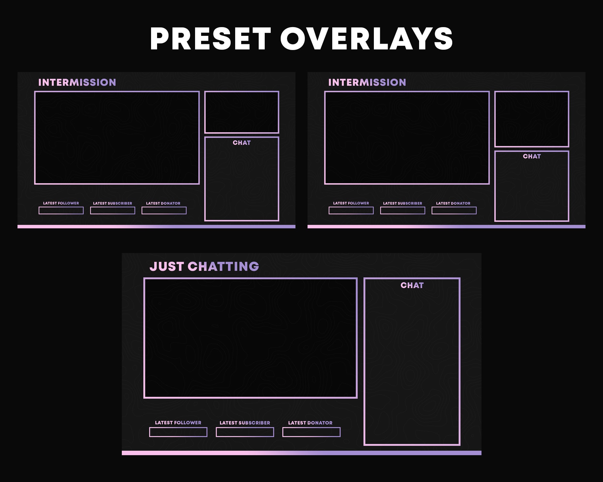 Twitch Overlay Pack | Animated Pink Purple Gradient Package | Minimal Stream Overlays Pack - Etsy