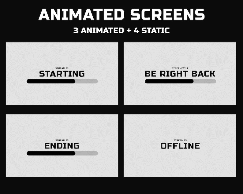 Twitch Stream Screens | Animated Minimalist Black and White Screens ...