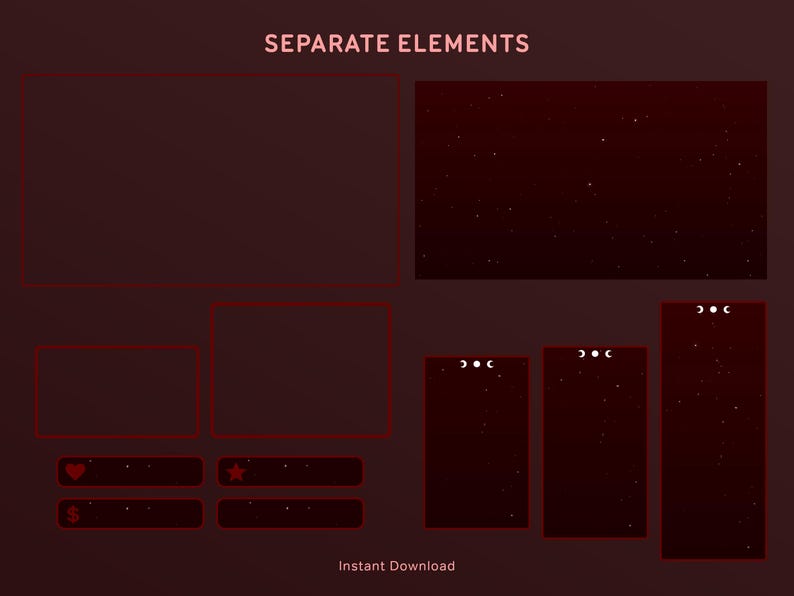 Dark Red Celestial Stream Overlay Package | Animated Twitch Overlays ...