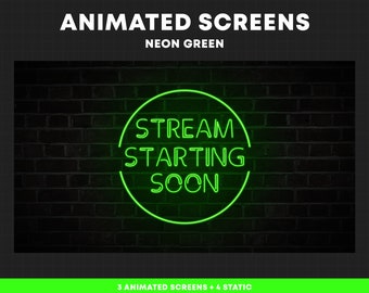 Twitch Stream Screens | Animated Neon Pink Screens | Twitch Overlay ...