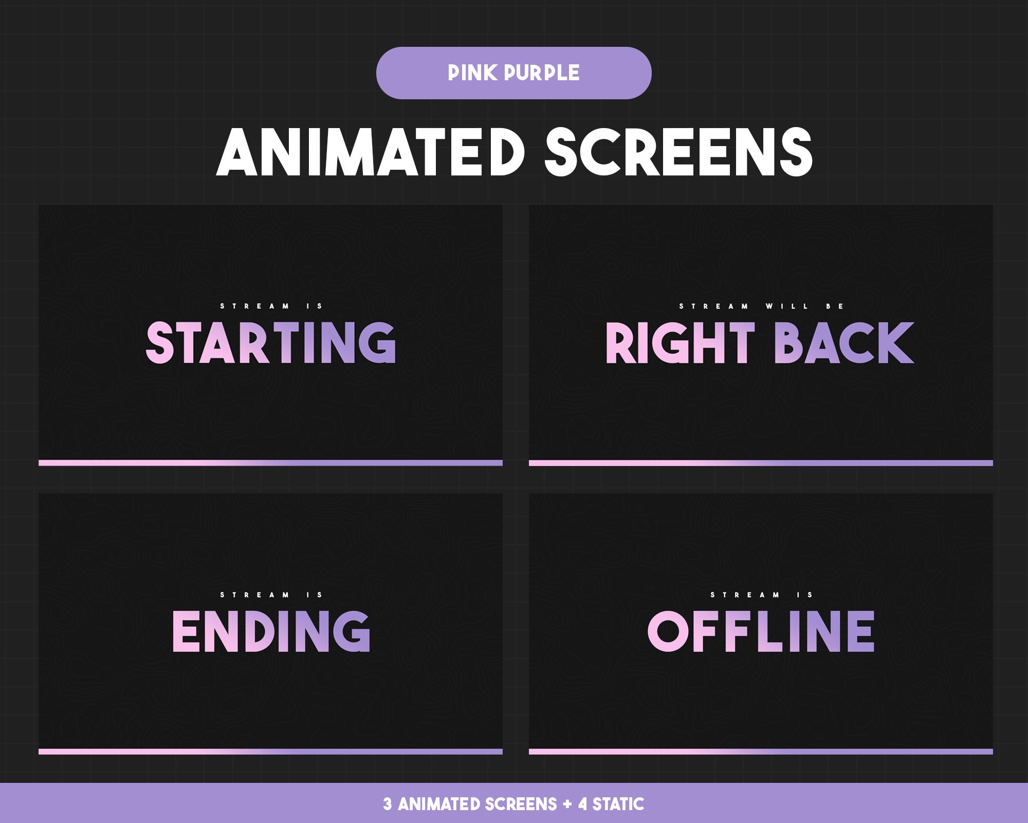 Twitch Stream Screens | Animated Pink Purple Gradient Screens | Twitch ...
