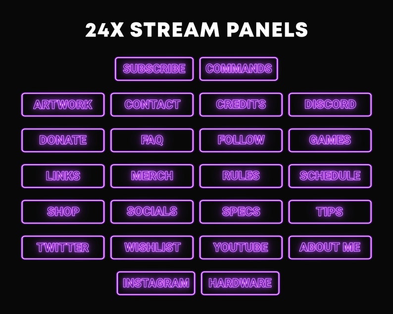 Animated Twitch Overlay Pack | Purple Neon Stream Package | Clean ...