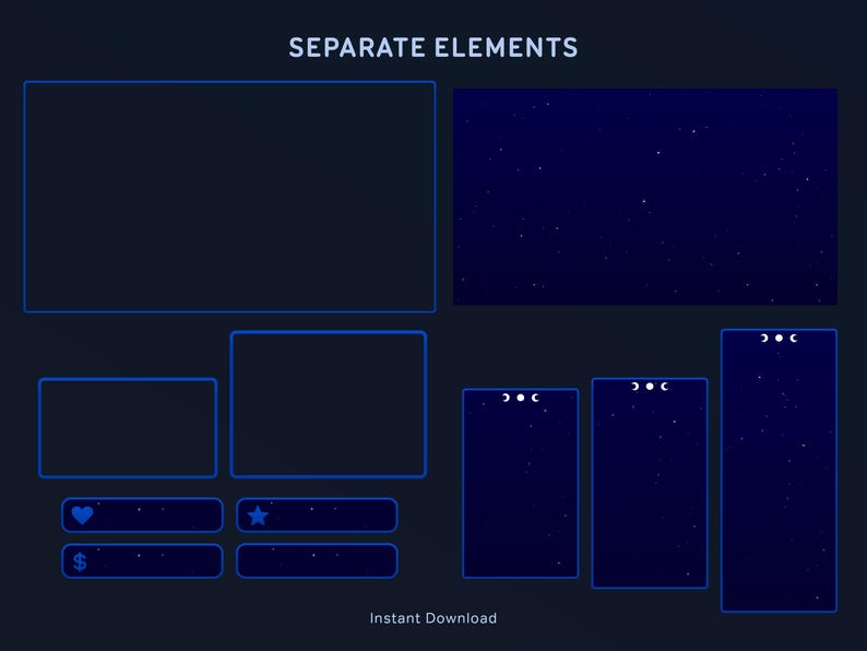 Dark Blue Celestial Stream Overlay Package | Animated Twitch Overlays ...