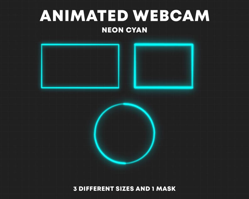 ANIMATED Cyan Neon Webcam Border | Twitch Webcam Overlays | Stream ...