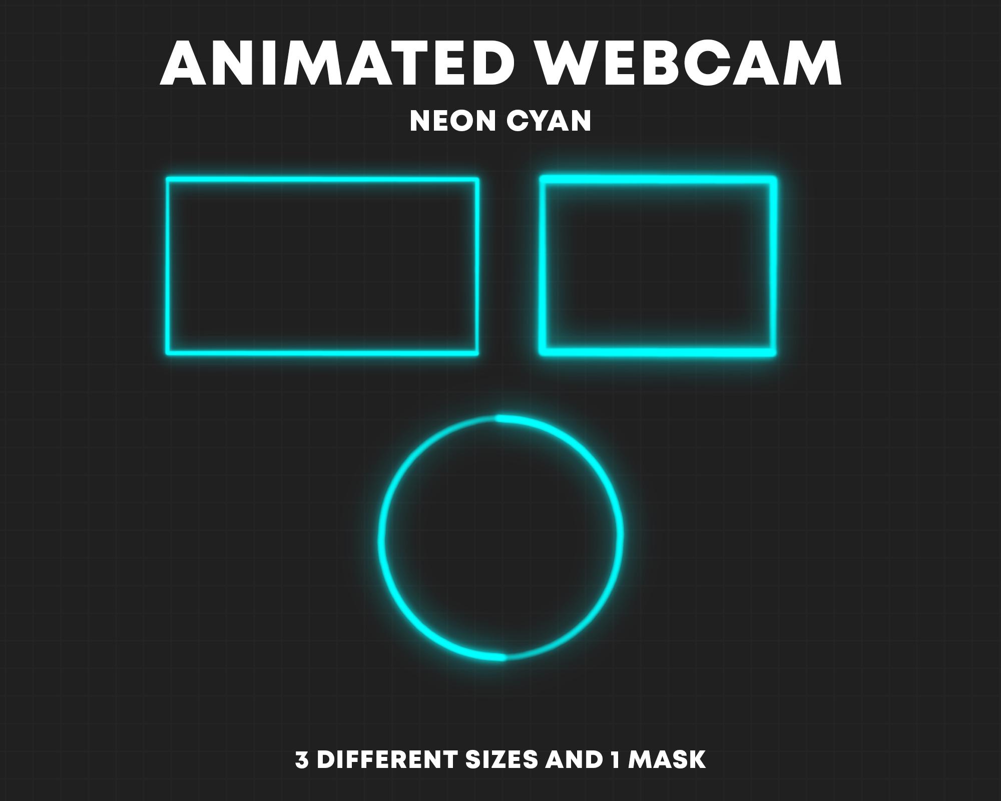 ANIMATED Cyan Neon Webcam Border | Twitch Webcam Overlays | Stream Camera Frame - Etsy