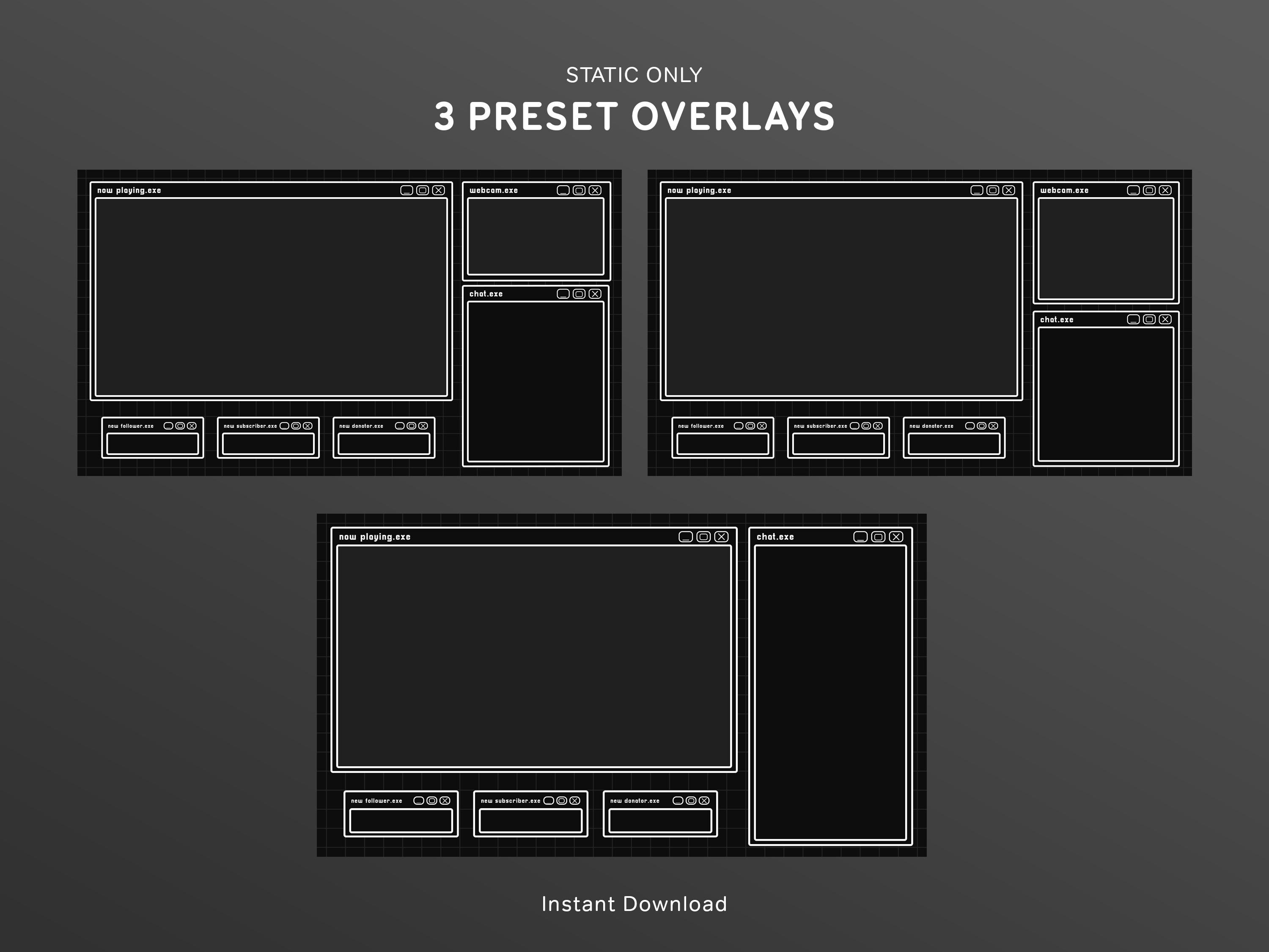 Black and White Dark Retro Stream Overlay Package | Animated Twitch ...