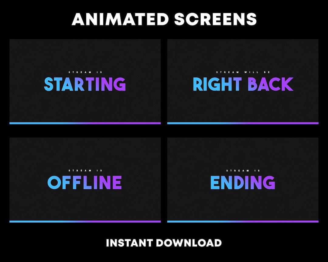 ANIMATED Twitch Stream Screens | Blue Purple Gradient Screens | Twitch ...