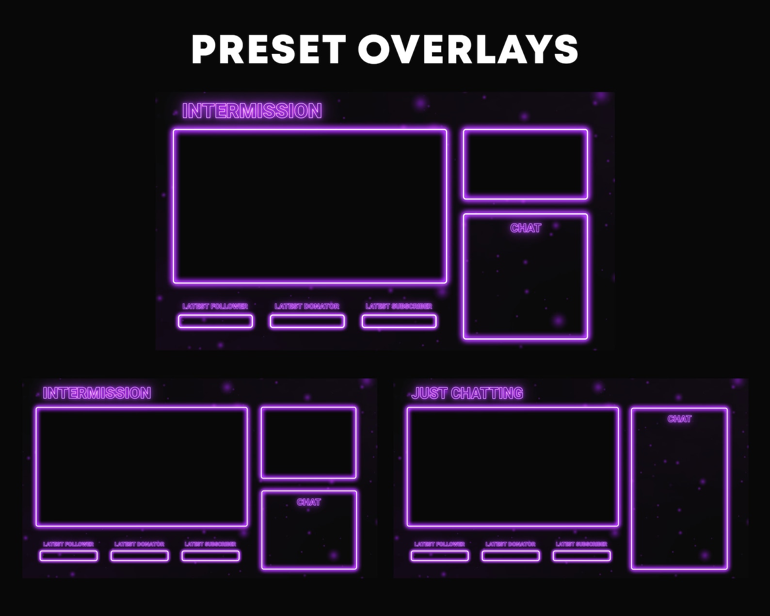 Animated Twitch Overlay Pack | Purple Neon Stream Package | Clean ...