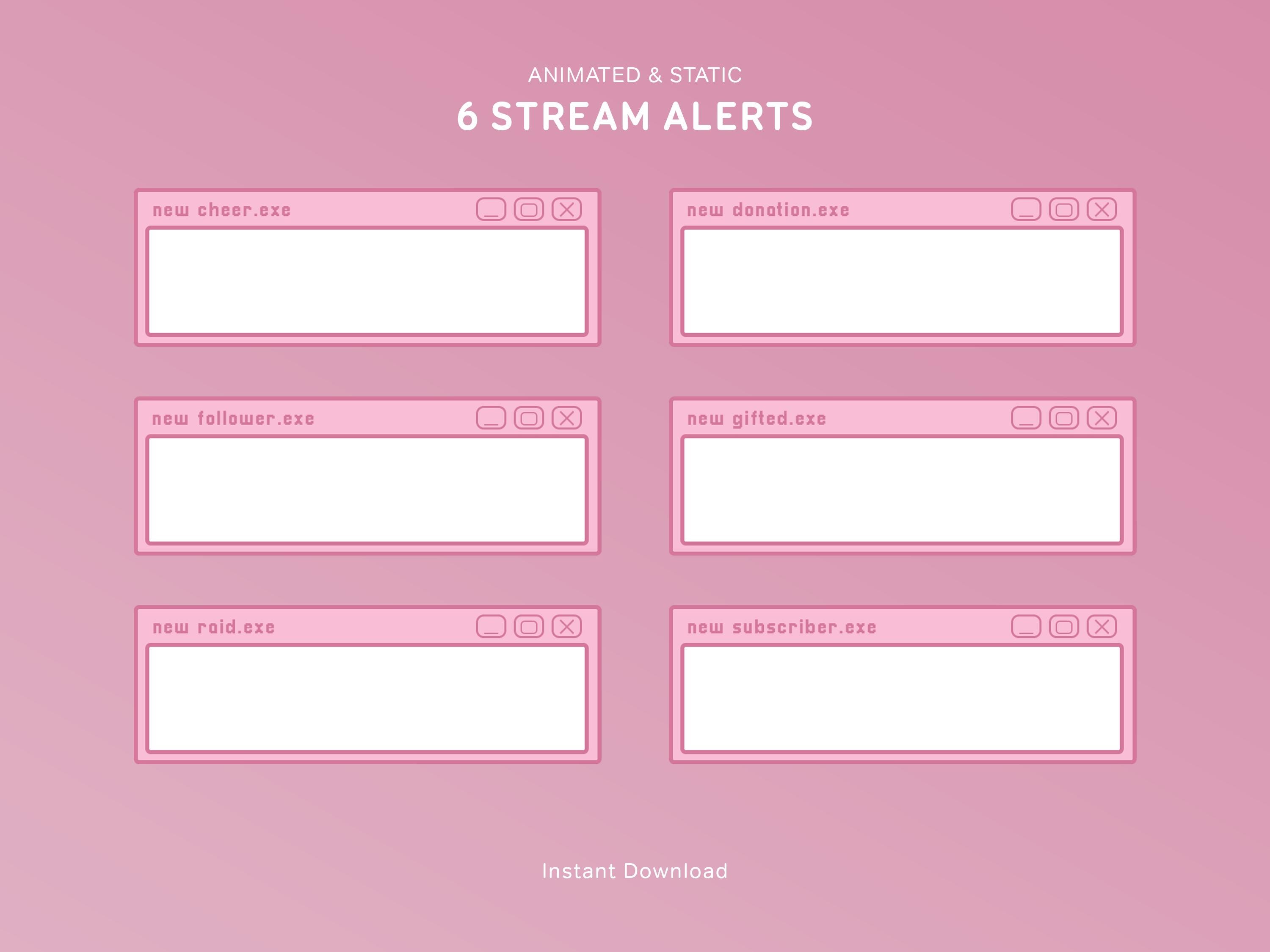 Pink Retro Stream Overlay Package | Animated Twitch Overlays Pack ...