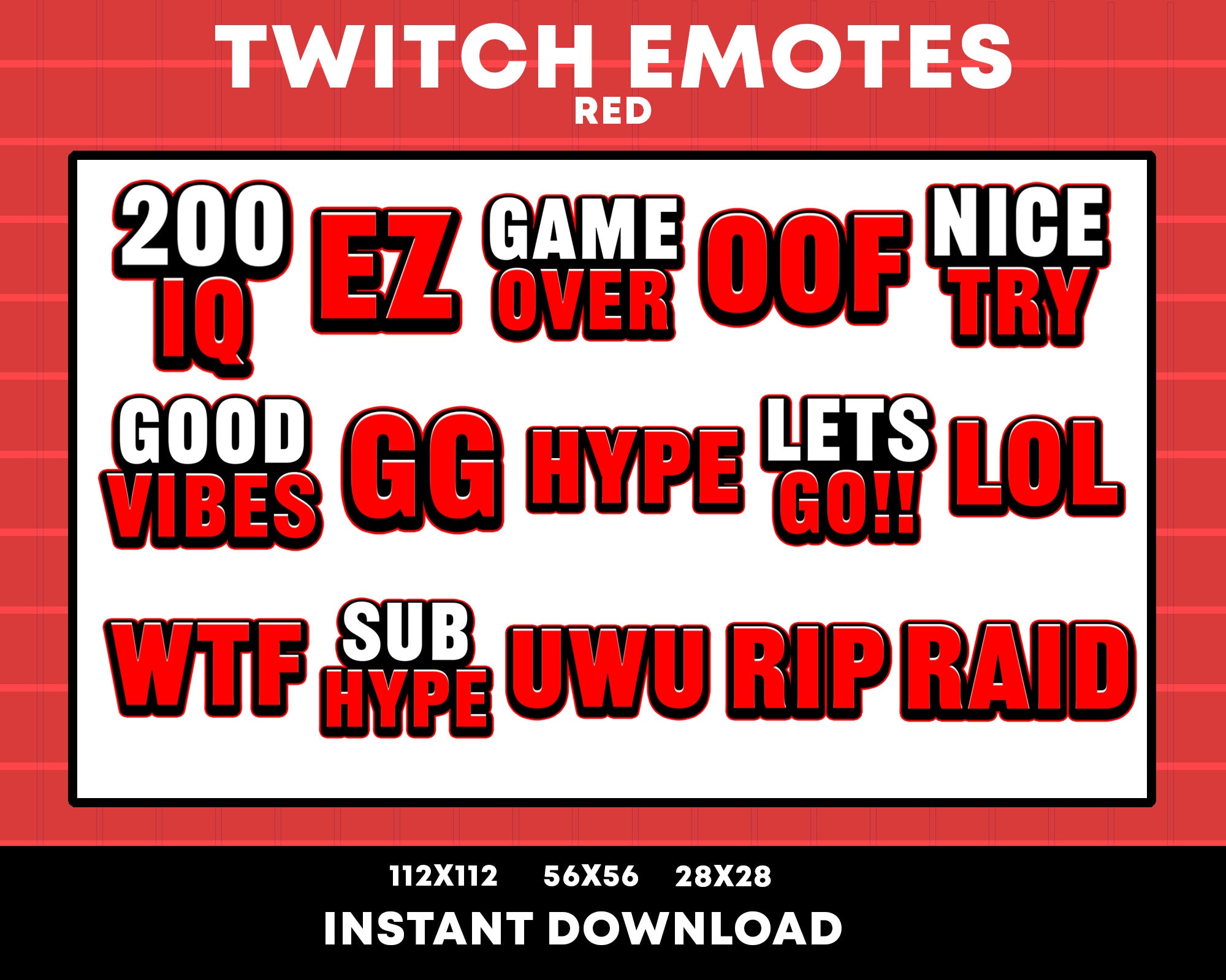 15x Red Text Emotes | Twitch Text Emotes | Twitch Emote Pack | Discord ...
