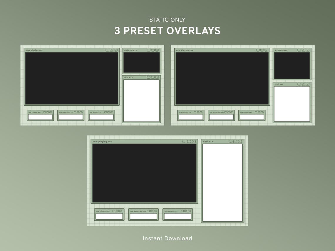Green Retro Stream Overlay Package | Animated Twitch Overlays Pack ...