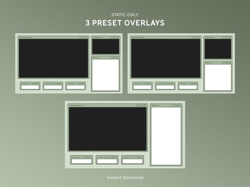 Green Retro Stream Overlay Package | Animated Twitch Overlays Pack ...