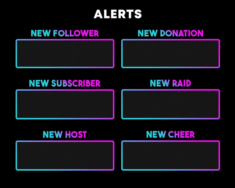 ANIMATED Twitch Overlay Pack Cyan Pink Gradient Package Stream Overlays ...