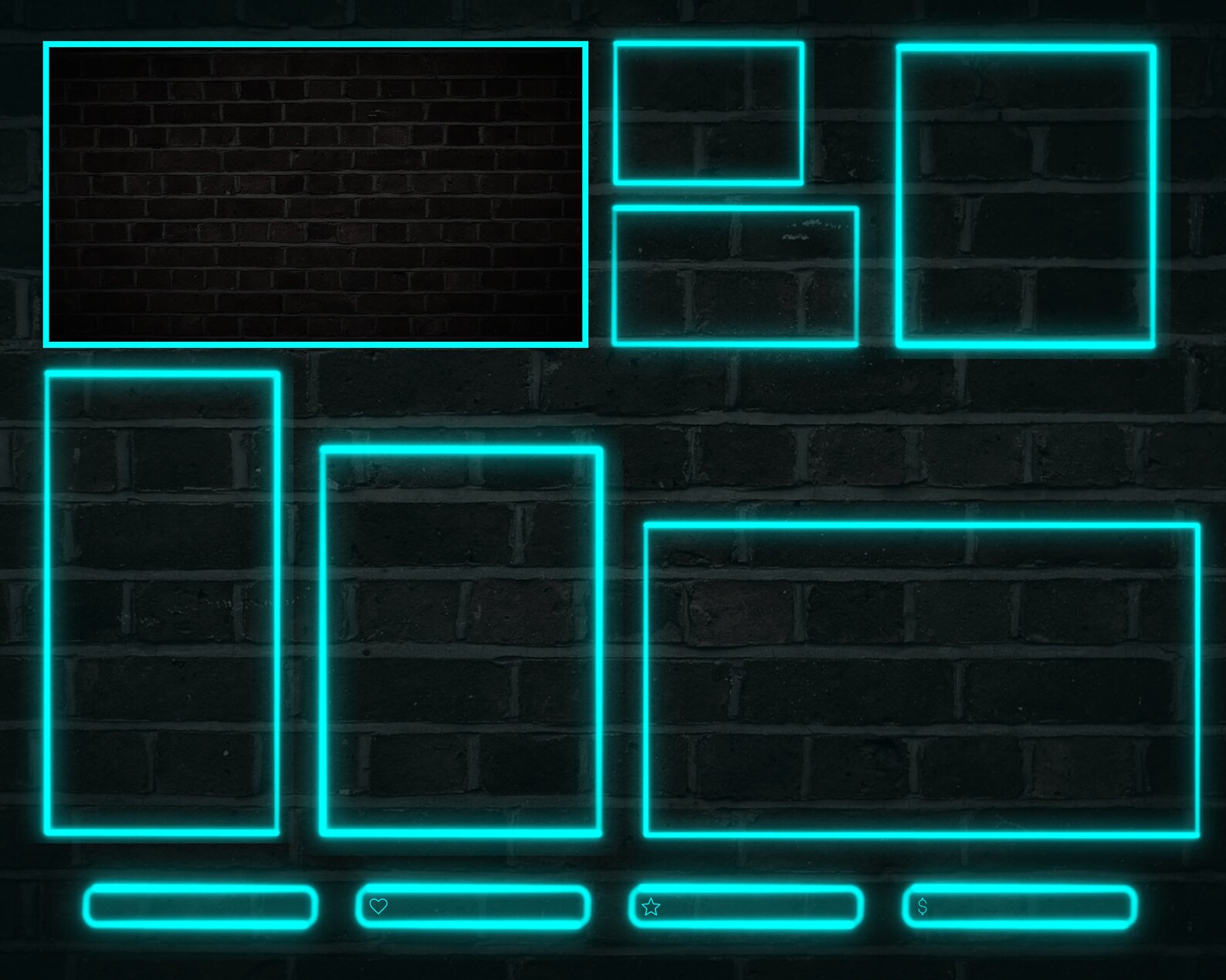 Stream Overlay Pack Neon Cyan - Animated Twitch Overlays Package - Etsy