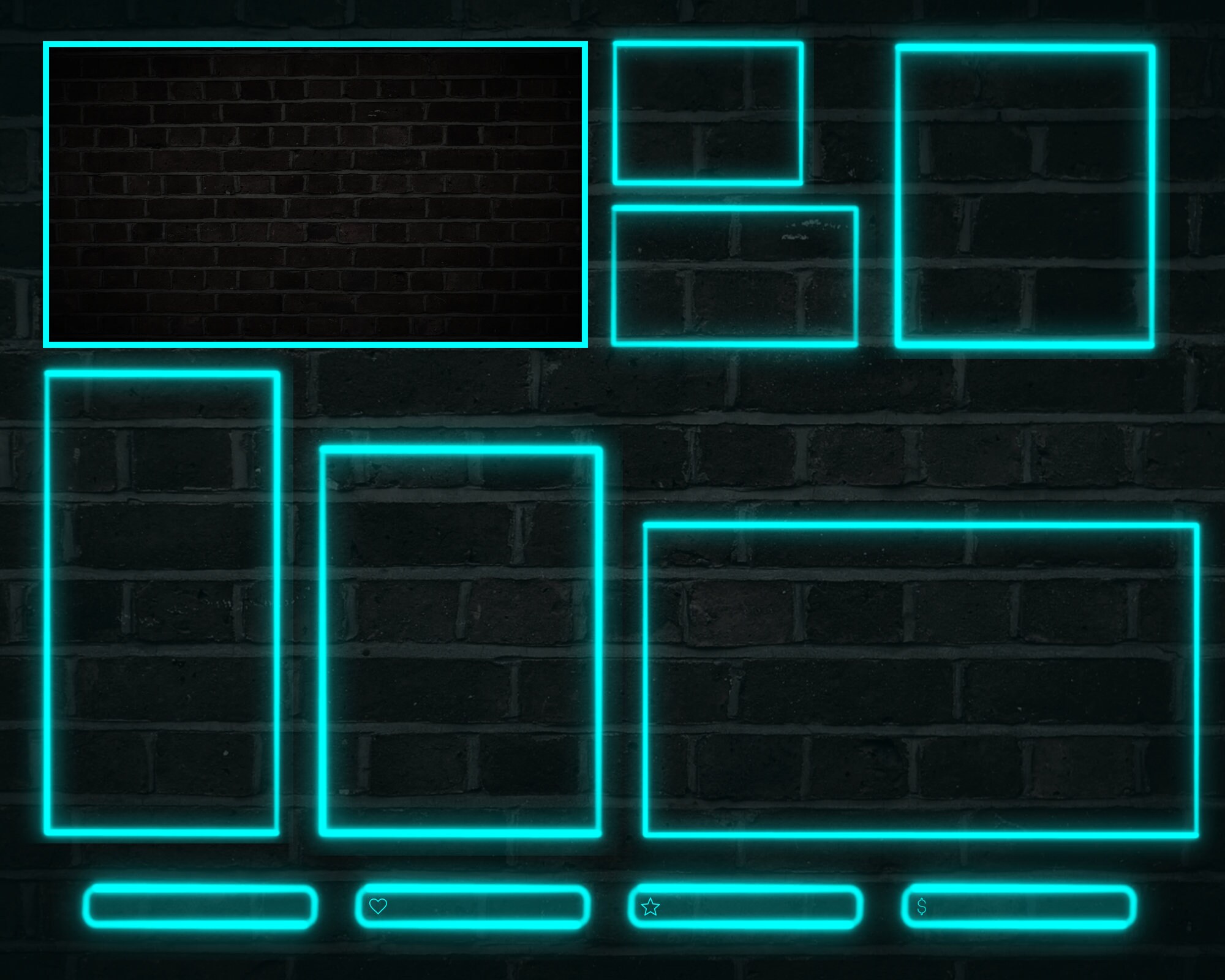 Stream Overlay Pack Neon Cyan Animated Twitch Overlays Package - Etsy