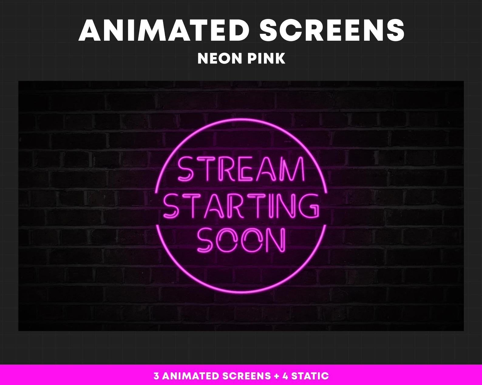 Twitch Stream Screens | Animated Neon Pink Screens | Twitch Overlay ...
