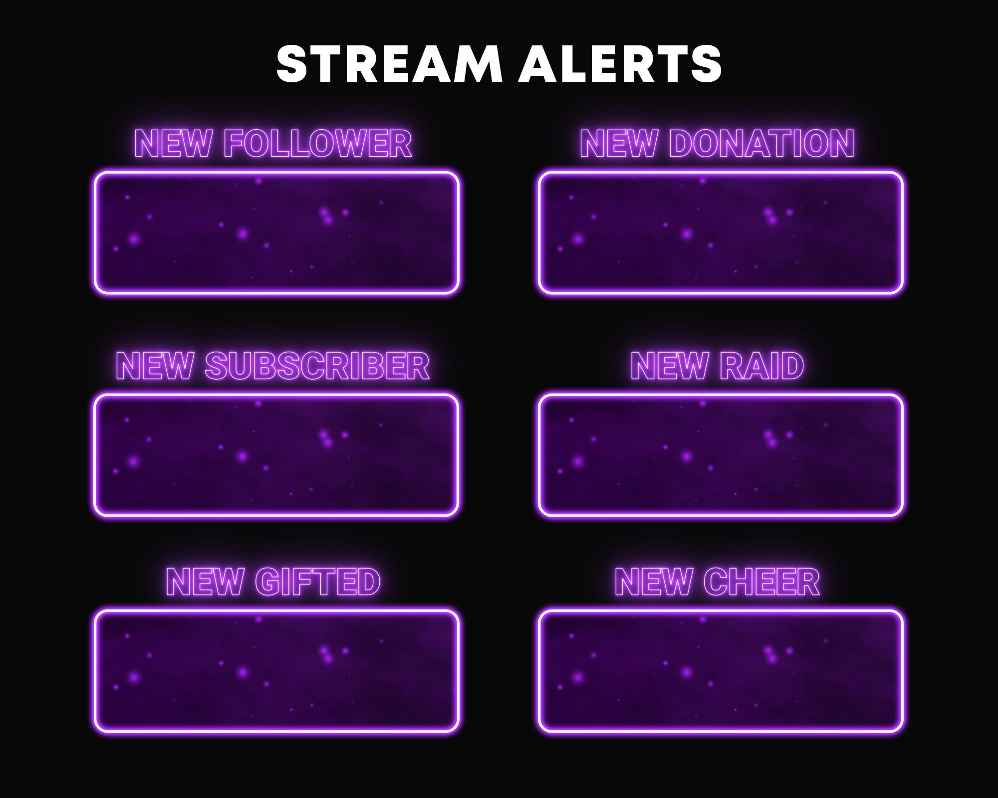 Animated Twitch Overlay Pack | Purple Neon Stream Package | Clean ...