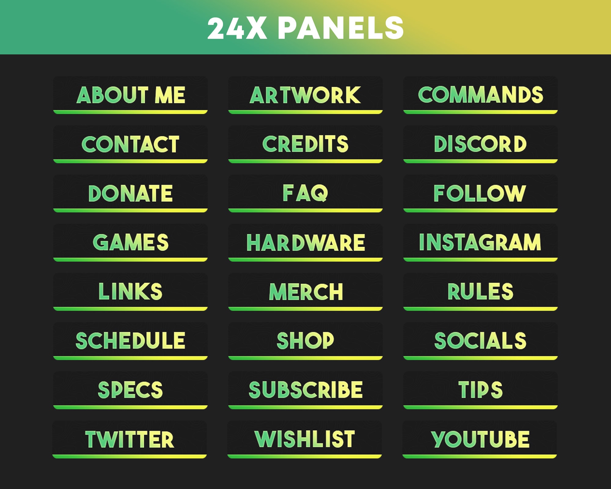 ANIMATED Twitch Overlay Pack | Green Yellow Gradient Package | Stream ...