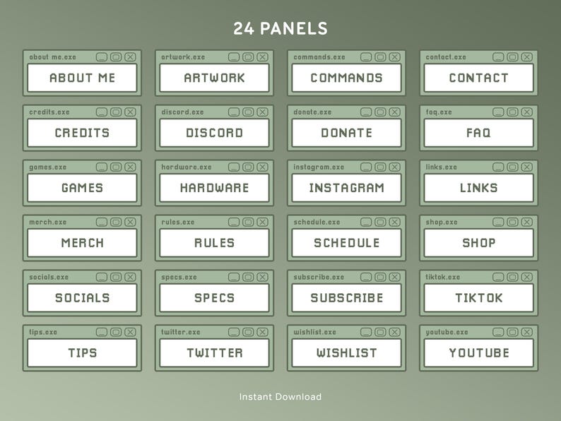 Green Retro Stream Overlay Package | Animated Twitch Overlays Pack ...