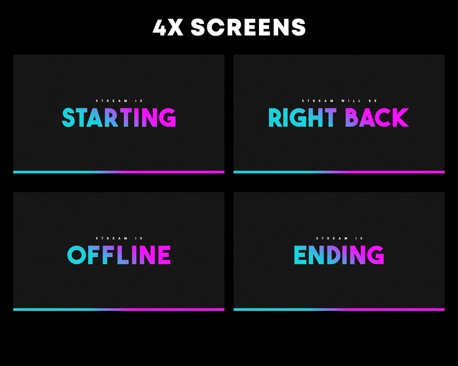ANIMATED Twitch Overlay Pack Cyan Pink Gradient Package Stream Overlays ...