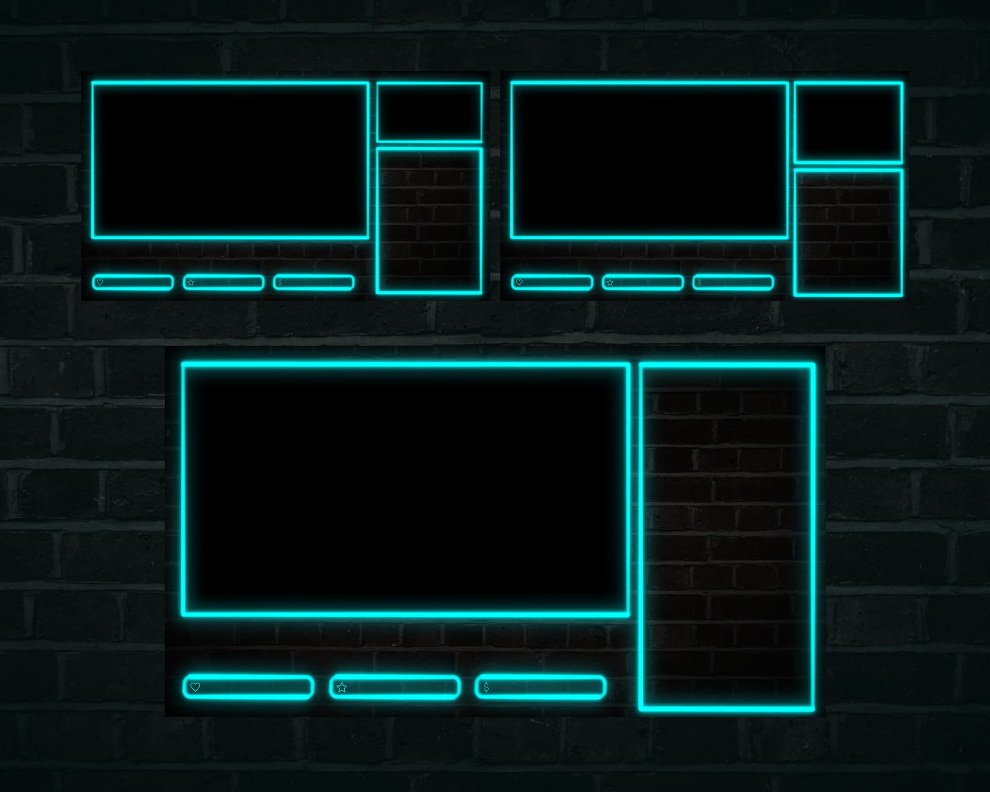 Stream Overlay Pack Neon Cyan Animated Twitch Overlays Package - Etsy