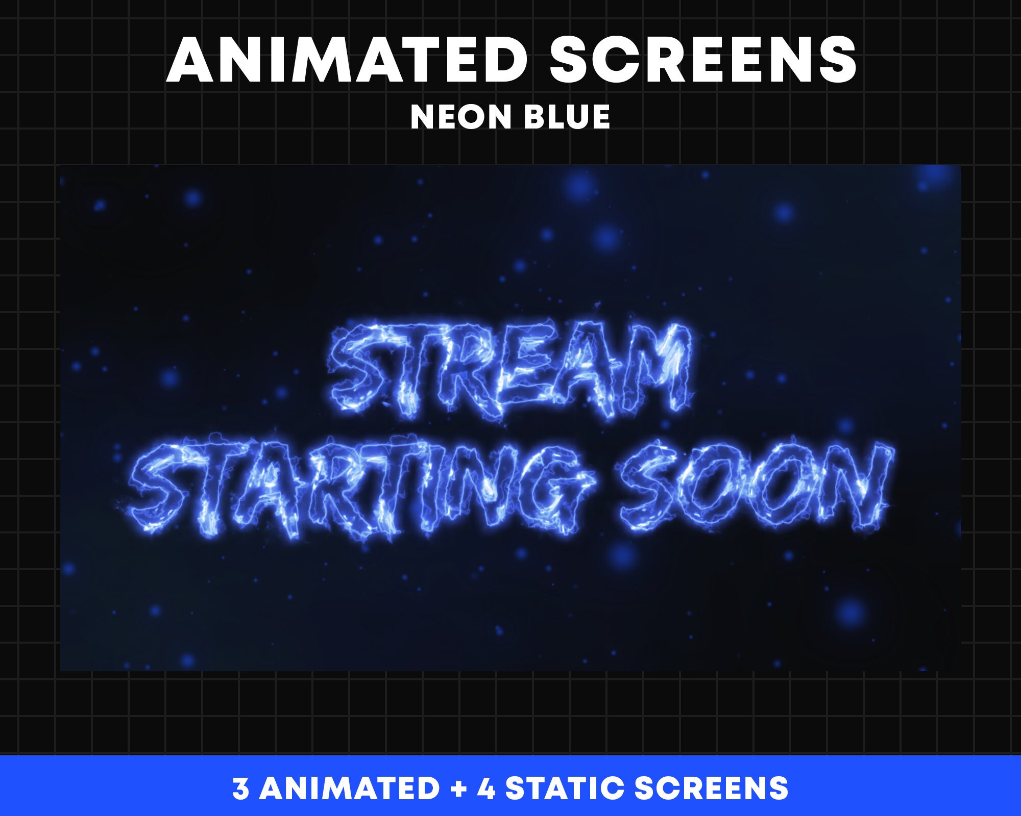 Twitch Stream Screens Electric Blue Neon Animated Screens Twitch ...
