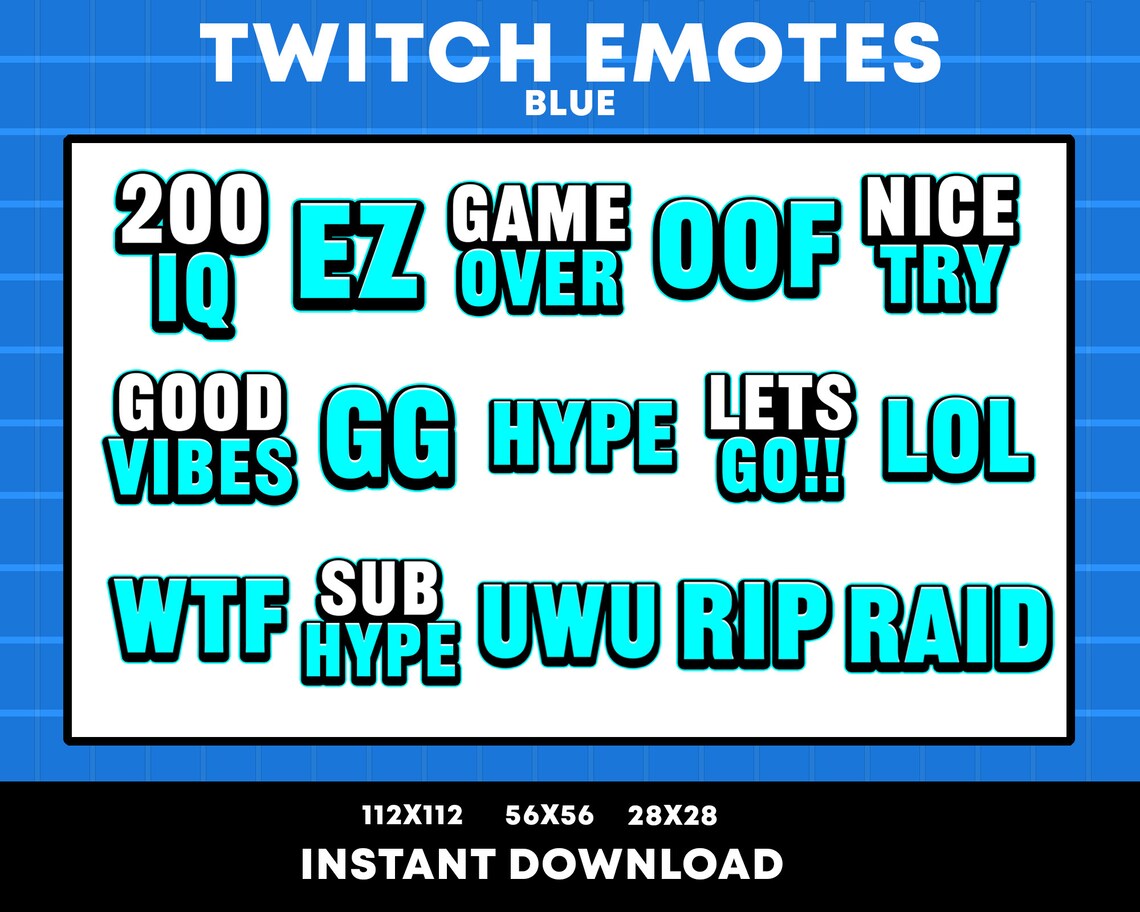 15x Blue Text Emotes Twitch Text Emotes Twitch Emote Pack Discord ...