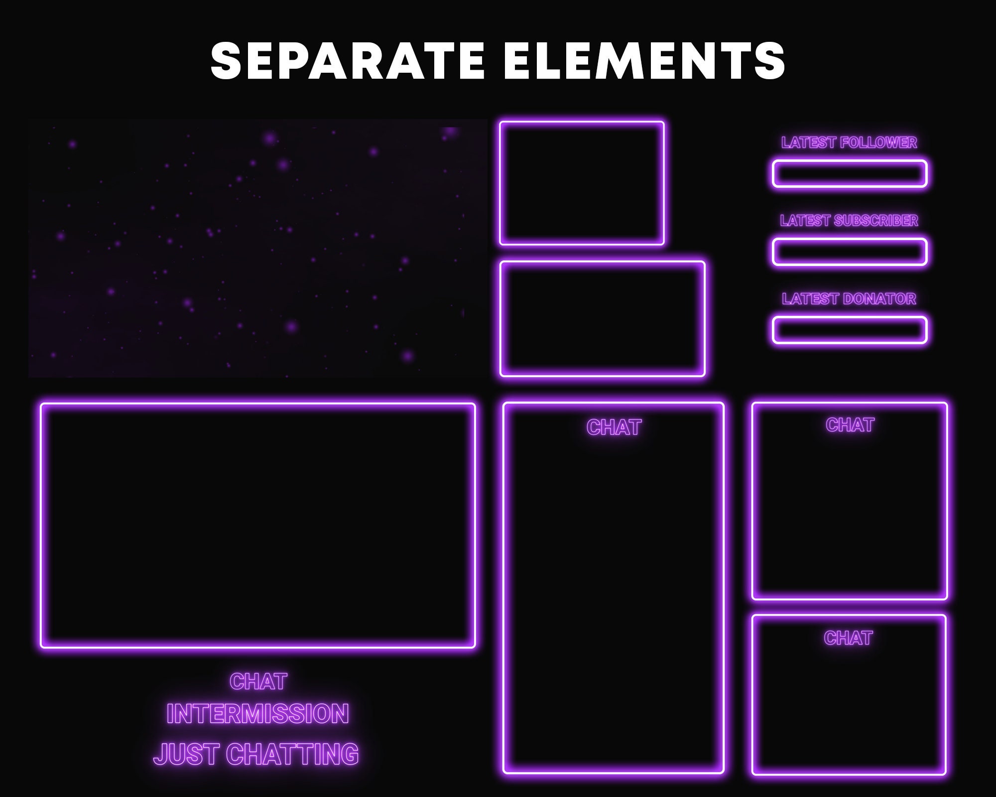 Animated Twitch Overlay Pack | Purple Neon Stream Package | Clean ...