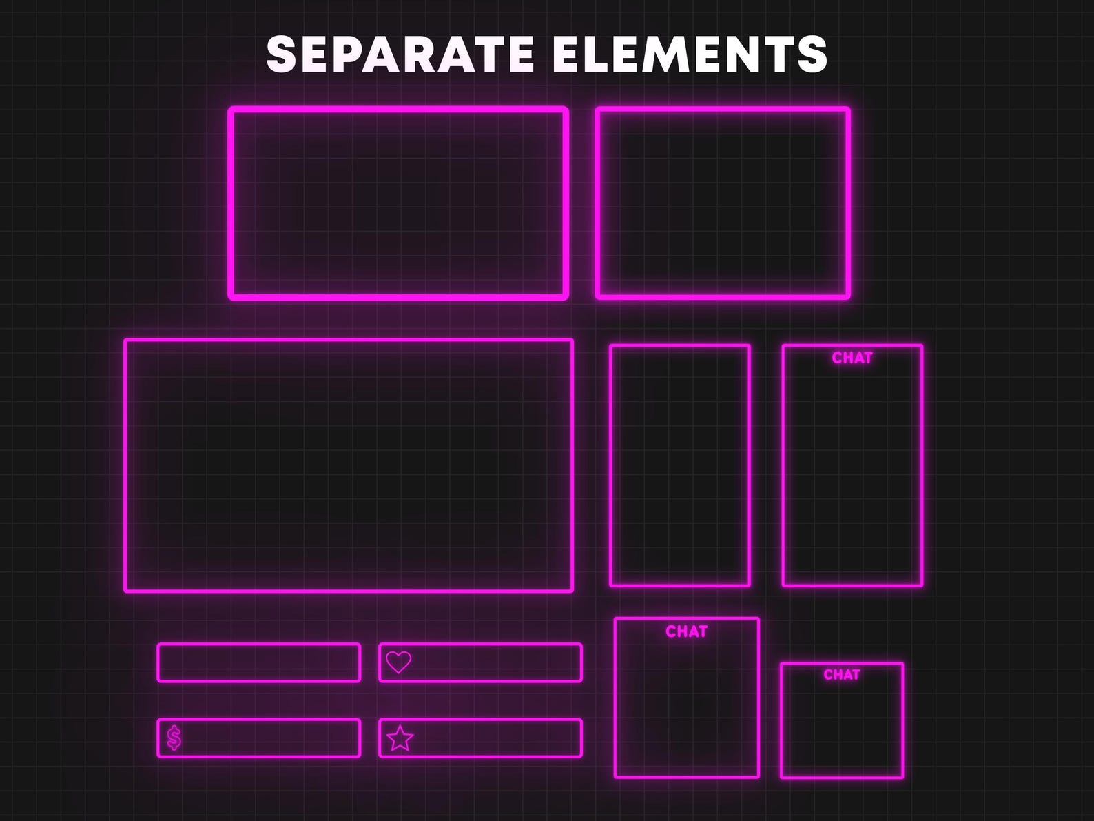 ANIMATED Twitch Overlay Pack | Pink Neon Heart Overlays Package ...