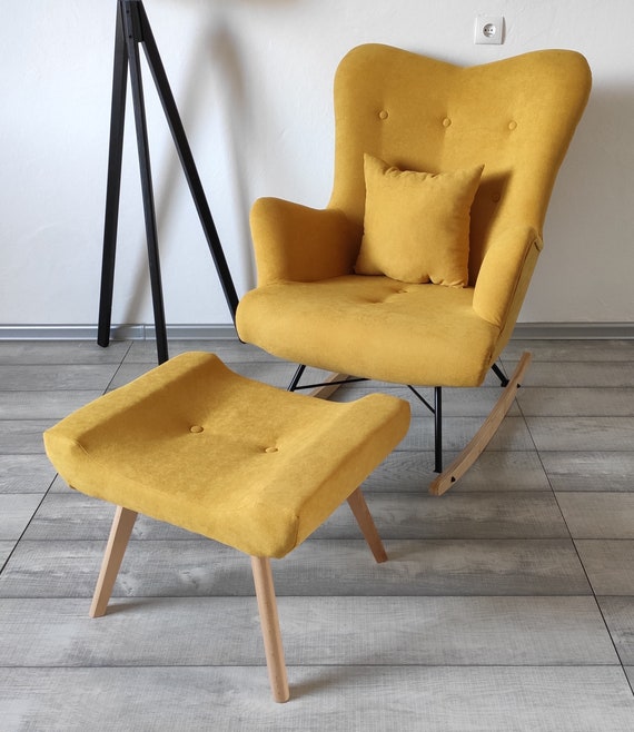 Scandinavian Armchair Rocking Armchair Nursing Chair Schaukelstuhl Sessel WINGBACK FOOTSTOOL Etsy