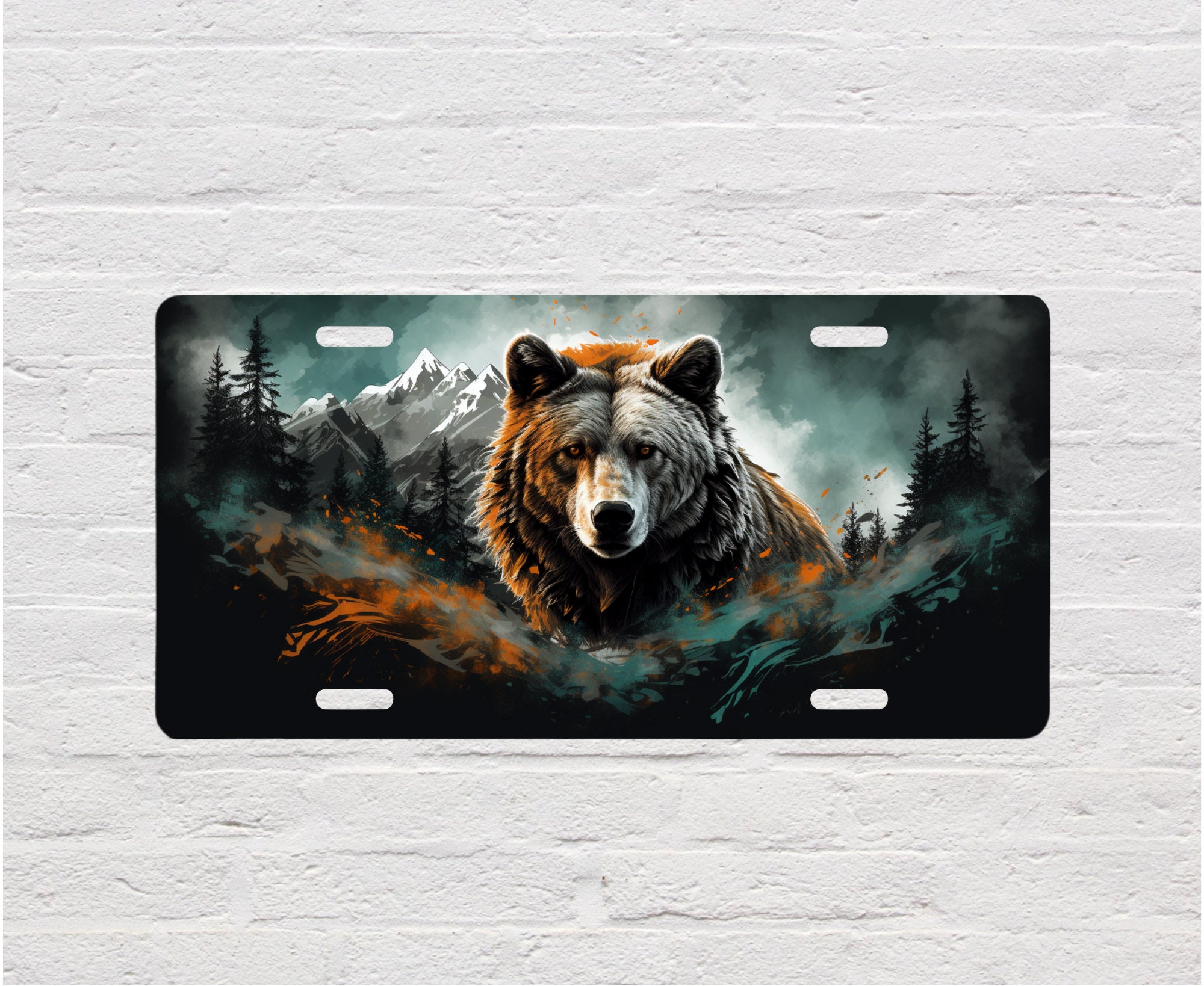 12.25" X 6.25" License Plate Digital Files for Sublimation Bear Rustic ...