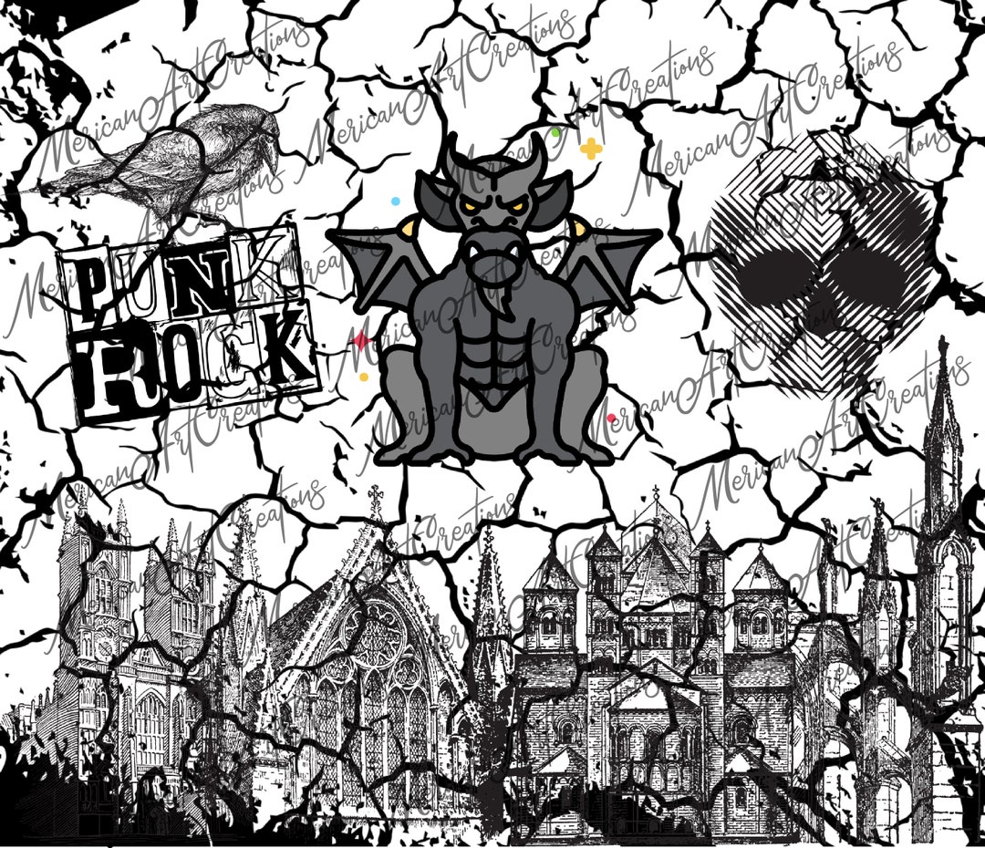 20 Oz Straight Digital Files for Sublimation Gothic Skull Gargoyle Punk ...