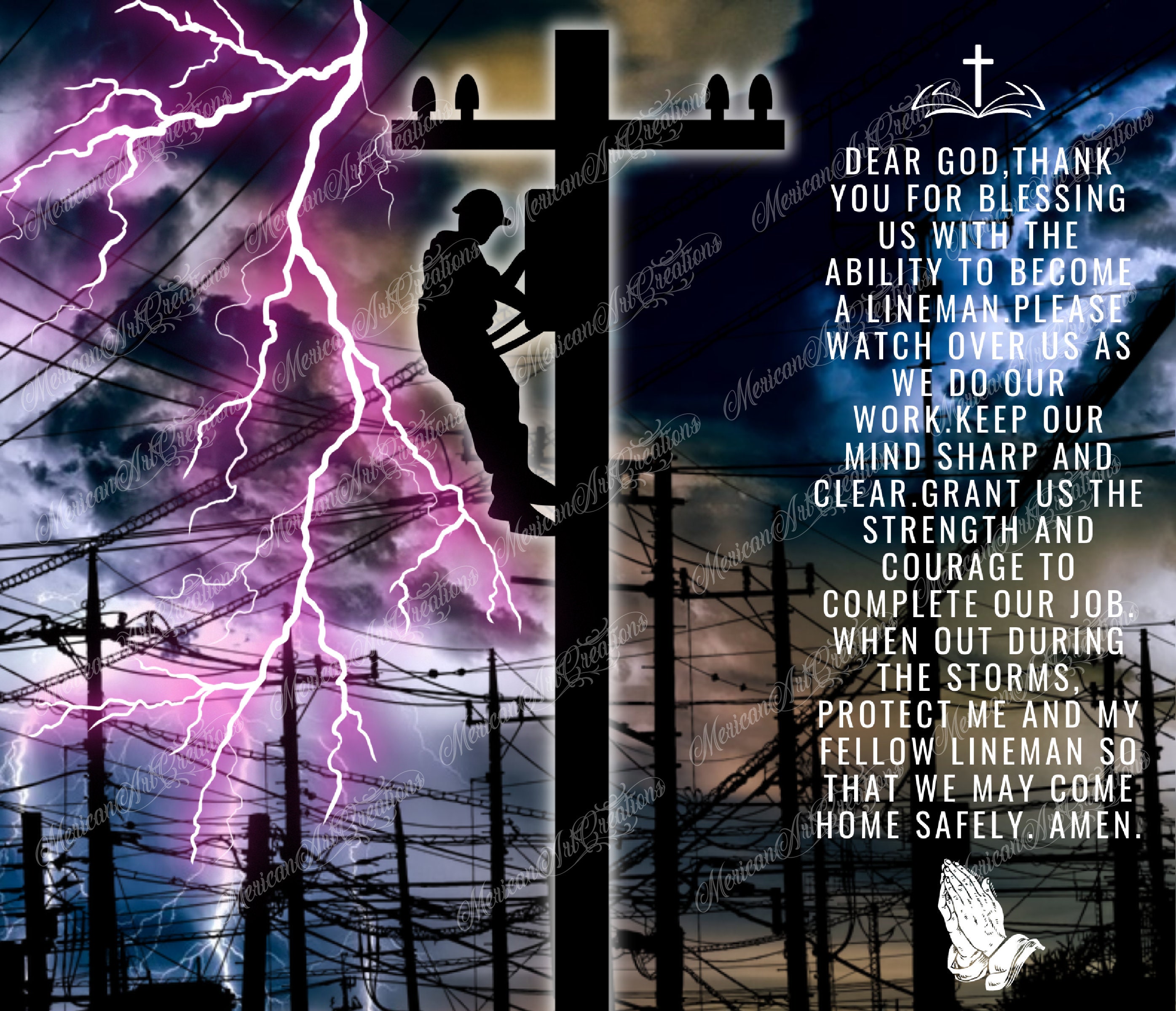 20 Oz Straight Digital Files for Sublimation Lineman Prayer Electricity ...