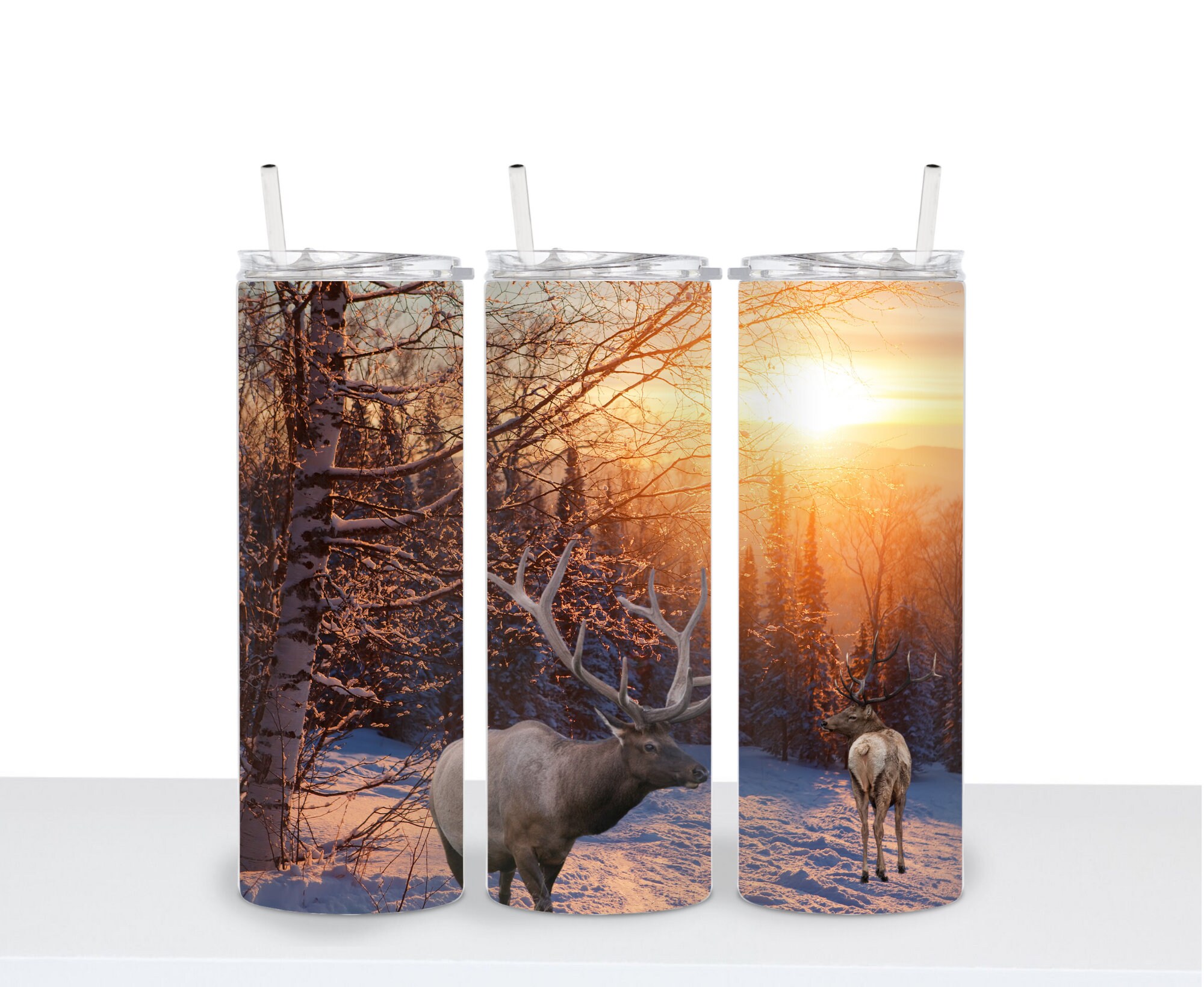 20 Oz Straight Digital Files for Sublimation Winter Elk Hunting - Etsy