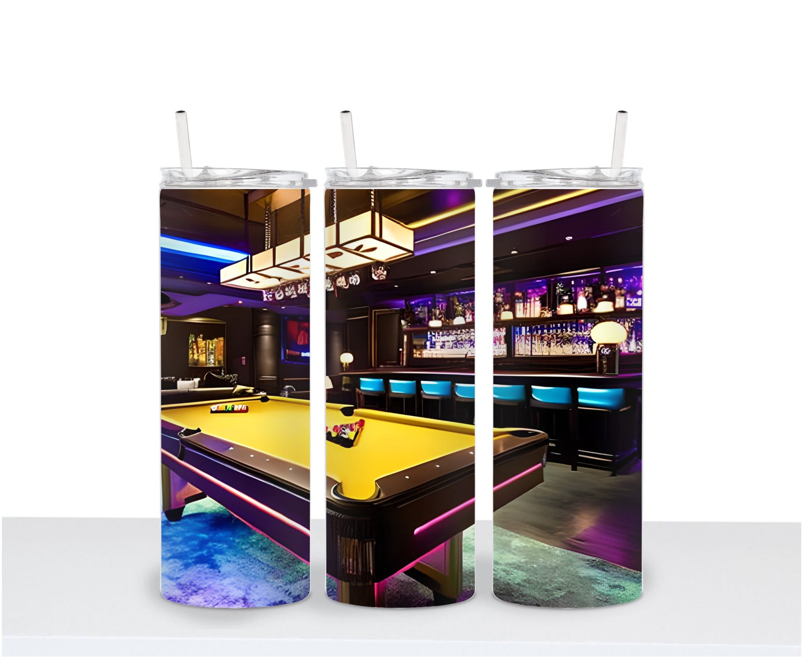 20 Oz Straight Digital Files for Sublimation Bar With Pool Table ...