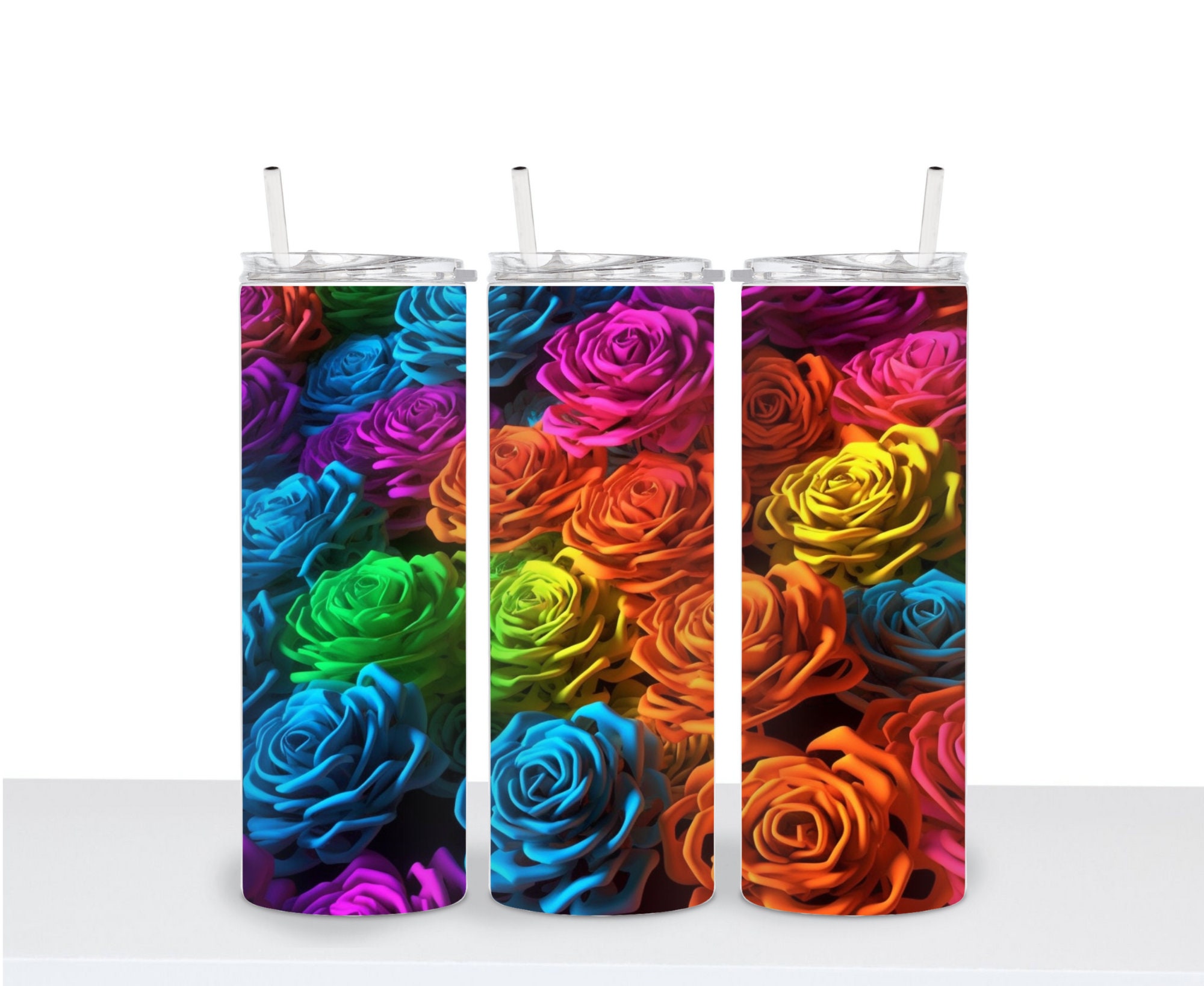 20 Oz Straight Digital File for Sublimation 3D Neon Fluorescent ...