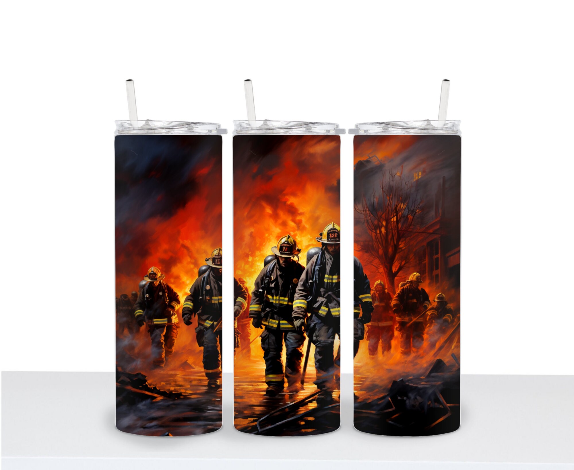 20 Oz Straight Digital Files for Sublimation Firefighters Battling Fire ...